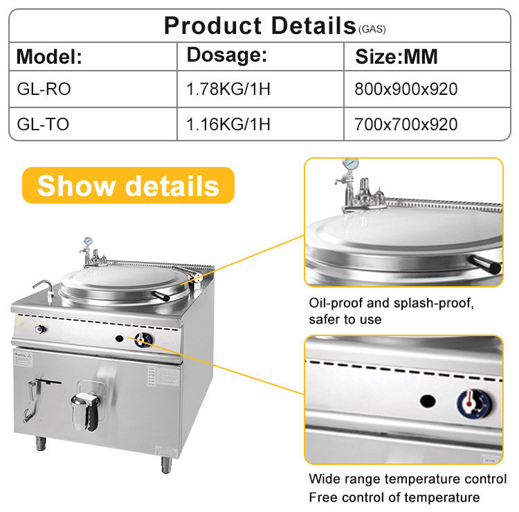 800×900×850 70 Stainless Steel Commercial Kitchen Cooking Equipment