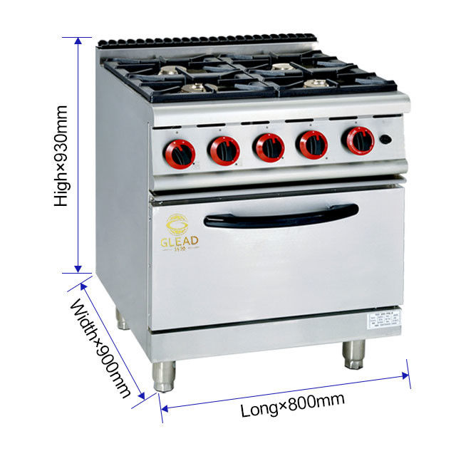 20.8Kw Gas Range With 4-Burner Oven For Restaurant Kitchen Efficiency